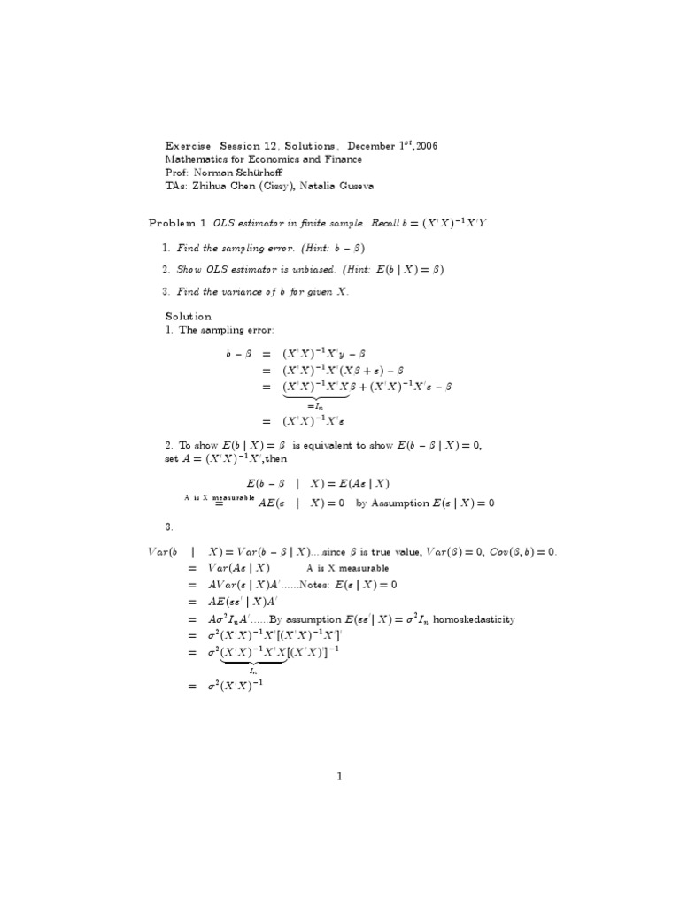 Session12 Solution | PDF | Estimator | Ordinary Least Squares