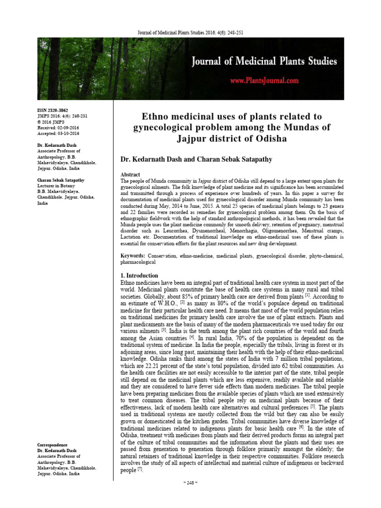 Ethno-Medicinal Plants for Gynecological Issues | PDF | Traditional ...