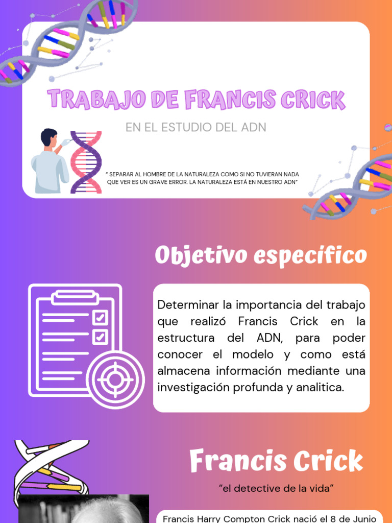 Trabajo de Francis Crick | PDF | Adn | Francis Crick