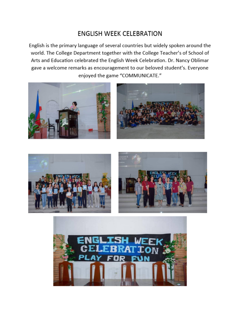 English Week Celebration Highlights | PDF | Art
