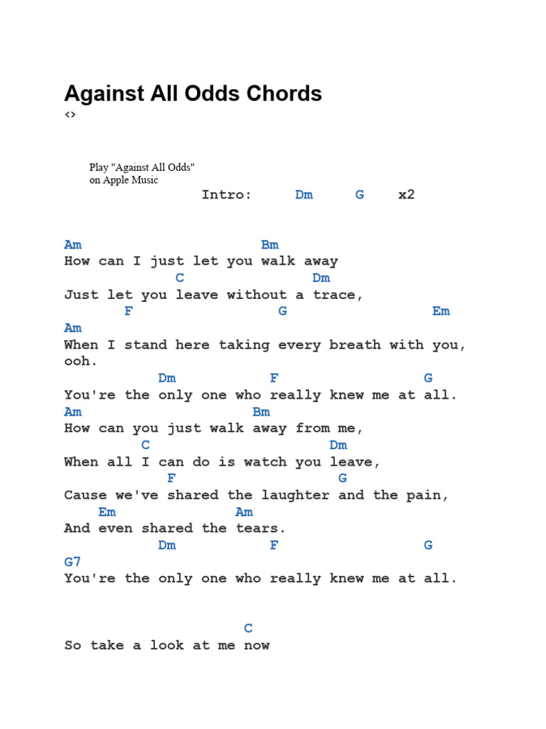 Against All Odds Chords | PDF