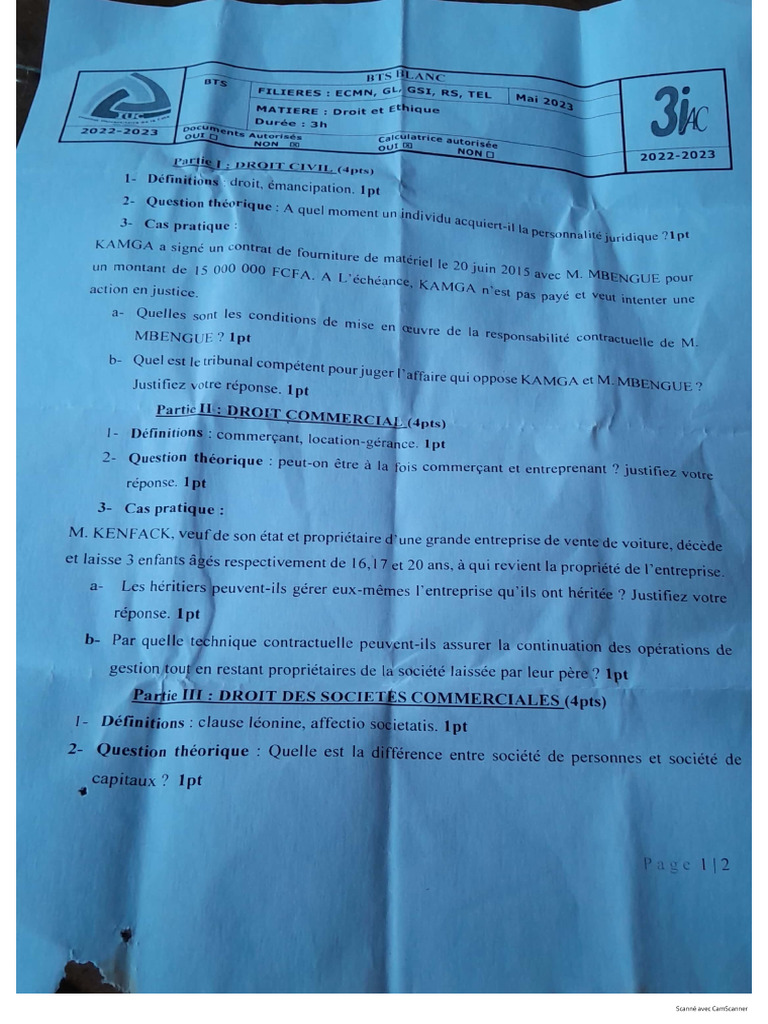 Épreuves Bts 2 | PDF