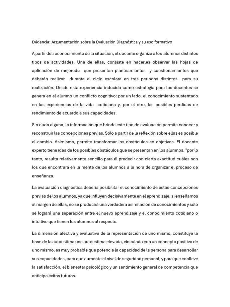 Evidencia Argumentacion Diagnostica | PDF