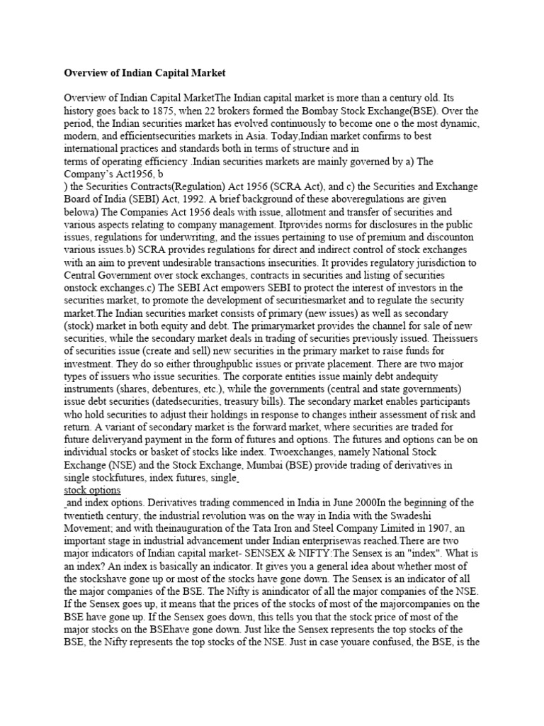 Overview of Indian Capital Market | PDF