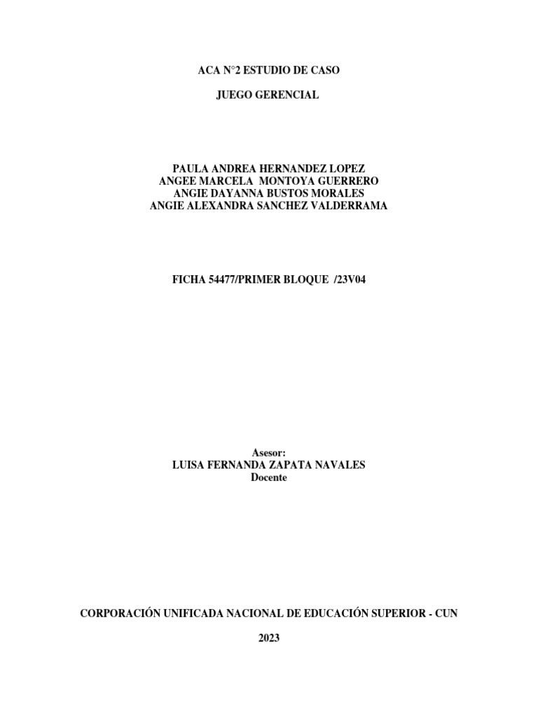 Aca 2 - Juego Gerencial | PDF | Negocios