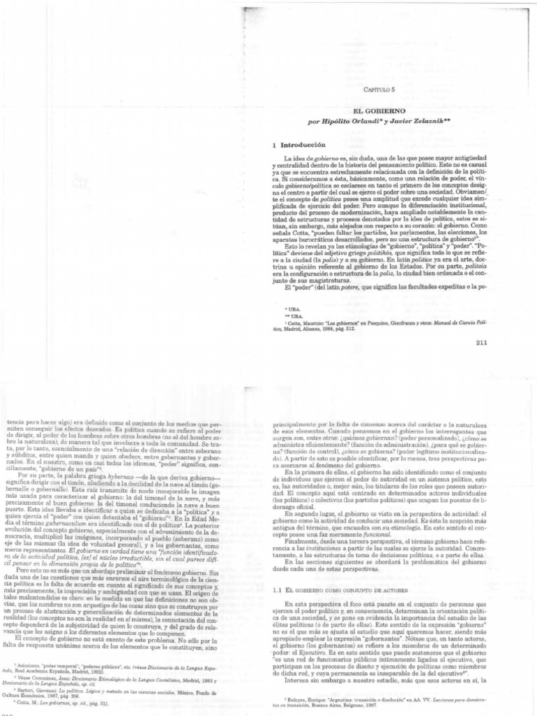 Orlandi y Zelaznik - Gobierno | PDF