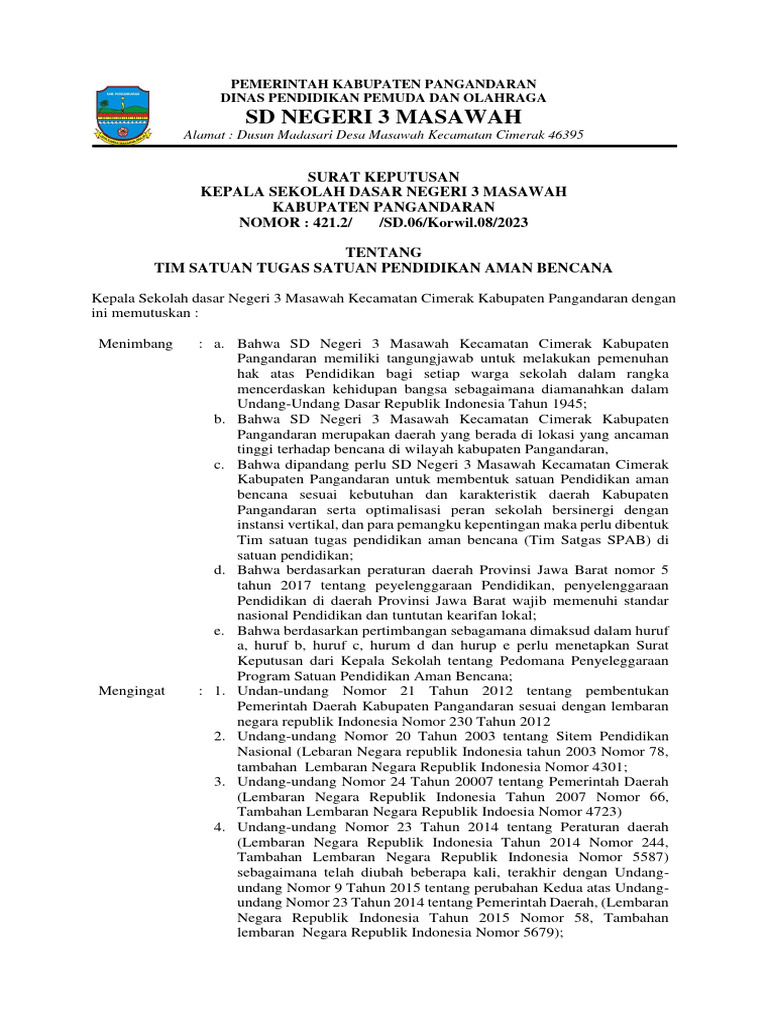 SK Spab SDN 3 Masawah | PDF