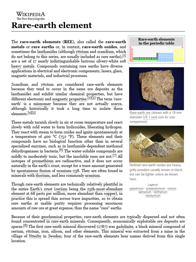 Overview of Rare Earth Elements | PDF | Chemical Elements | Ion Exchange