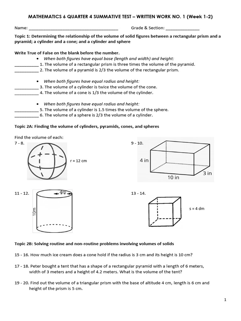 Math 6 Quarter 4 Summative Test 1 & 2 | PDF