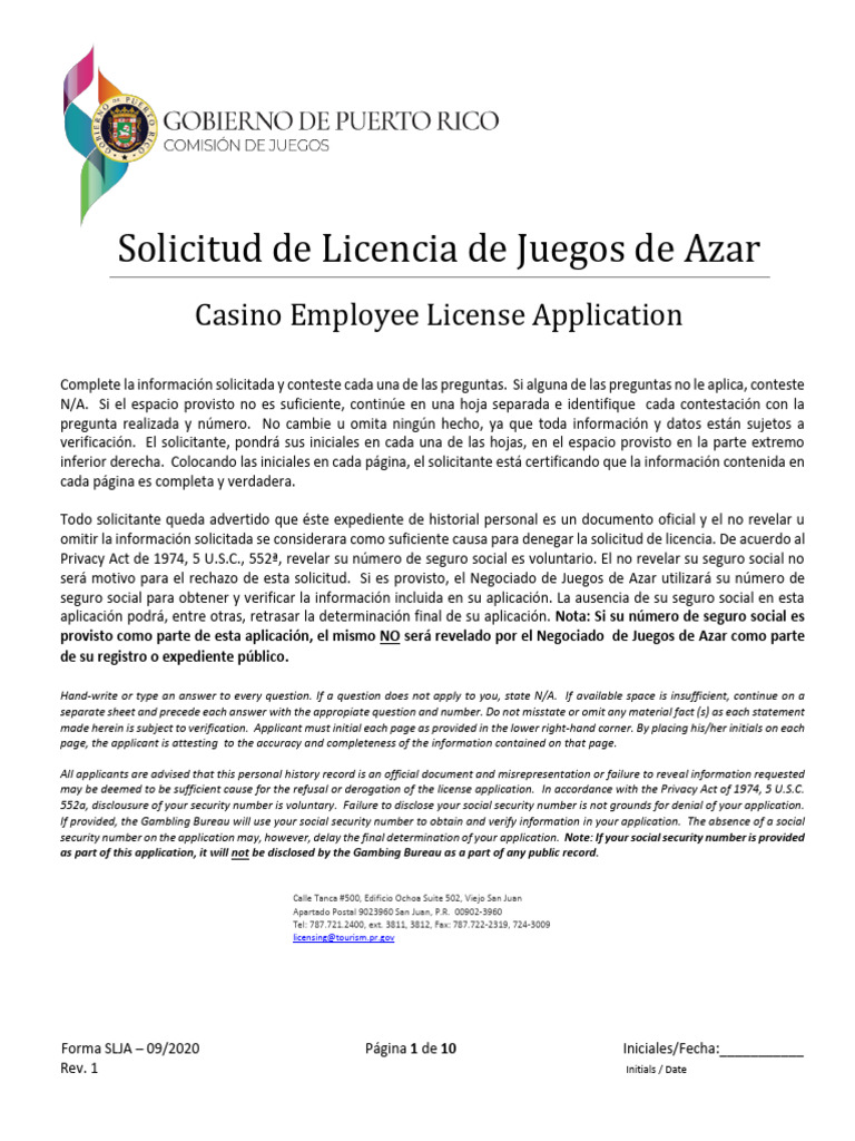 Solicitud de Licencia de Juegos de Azar | PDF | Gobierno