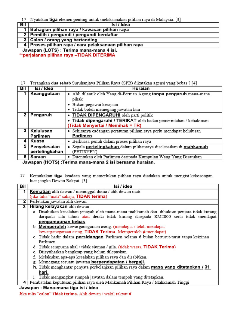 Topik 6 Pilihan Raya Skema | PDF