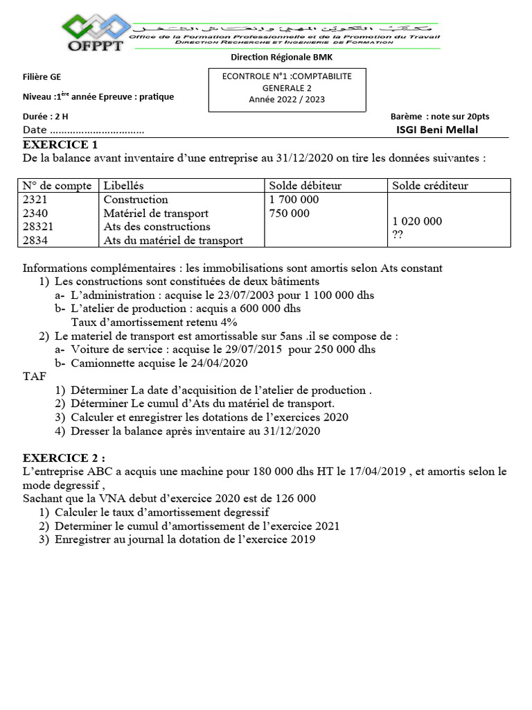 CC1 Compta 2 Ge 105 106 | PDF