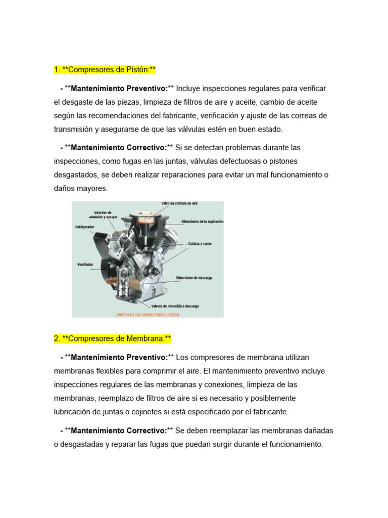 Describir Completo Los Tipos de Mantenimiento A Compresores | PDF | Rodamiento (Mecánico ...