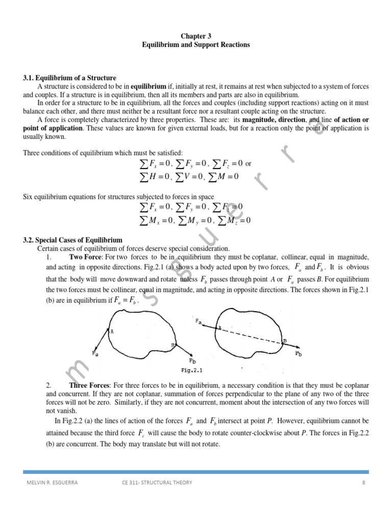 Chapter 3 Equilibrium and Support Reaction | PDF