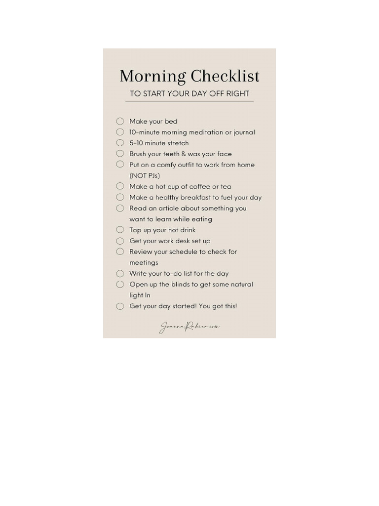 Morning Checklist. | PDF