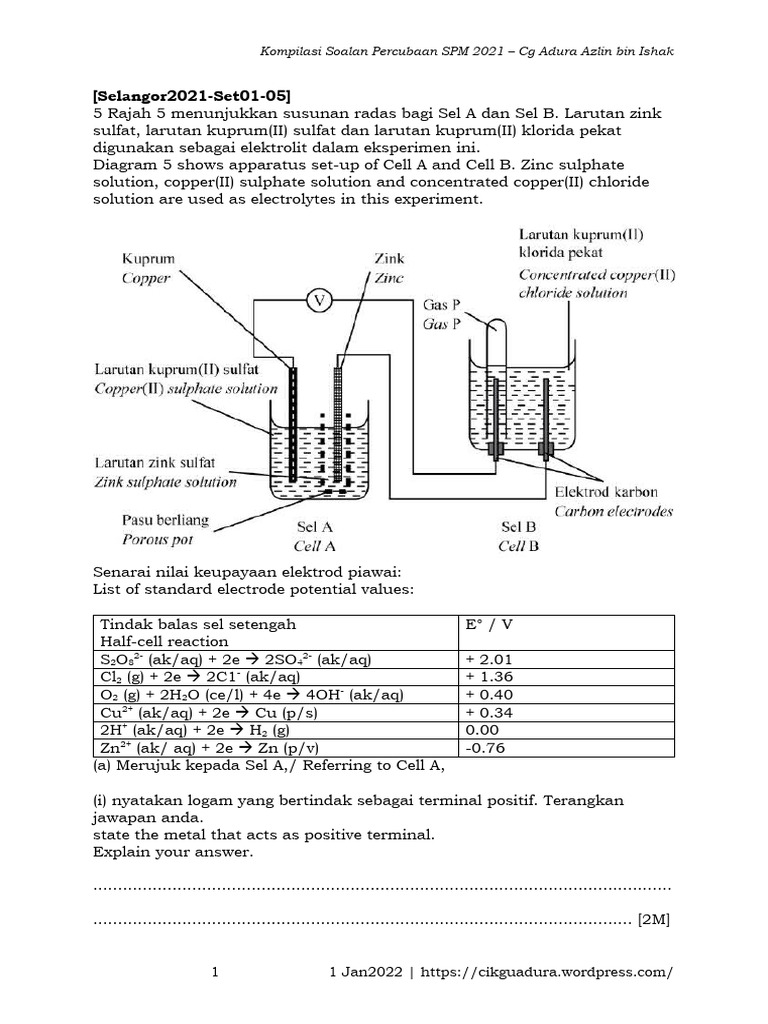 Sel Kimia Sel Elektrolisis | PDF