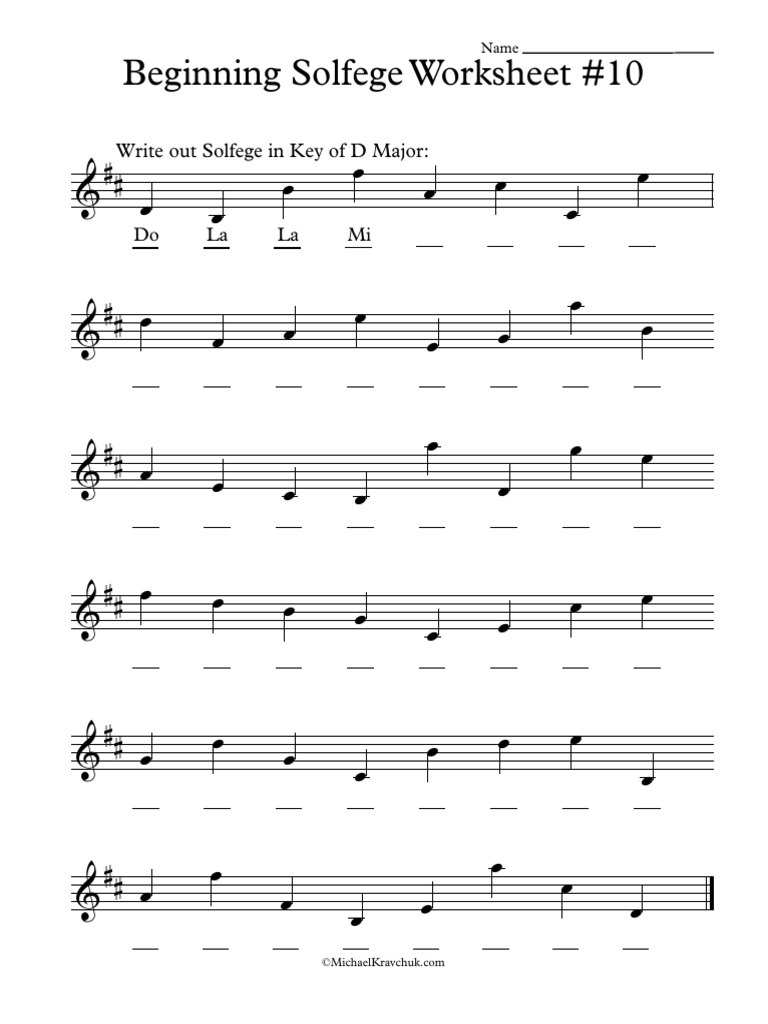 Solfege Worksheet 10 Full Score | PDF