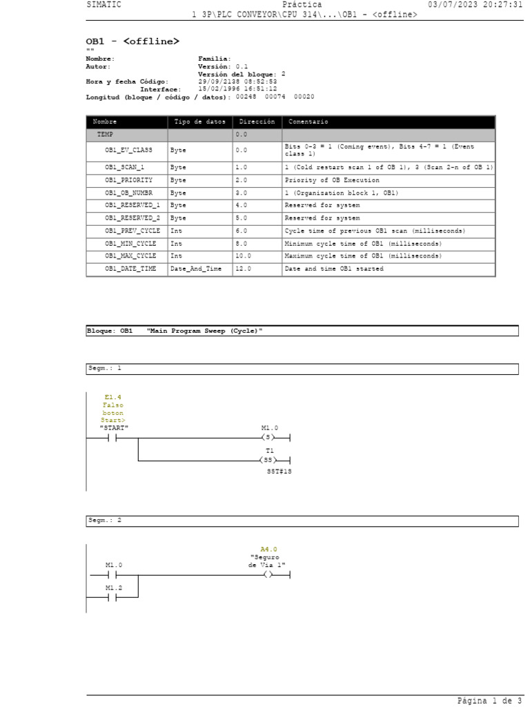 OB1 Practica 1 Conveyor | PDF
