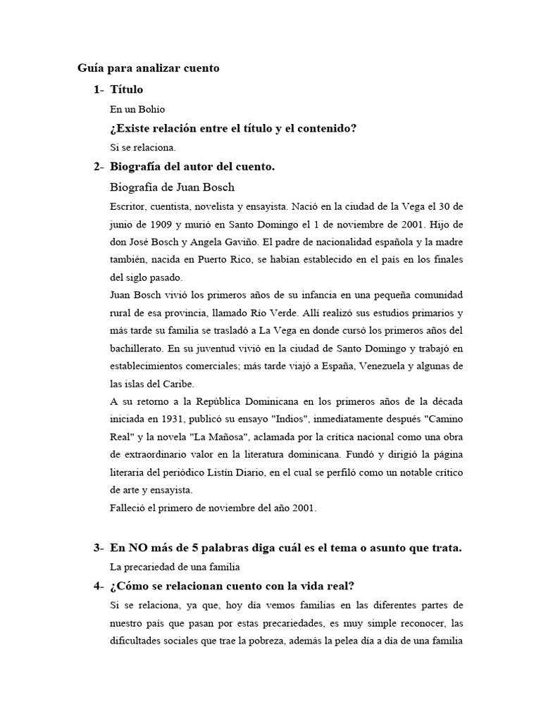 Guía para Análisis Del Cuento | PDF | Ciencias sociales