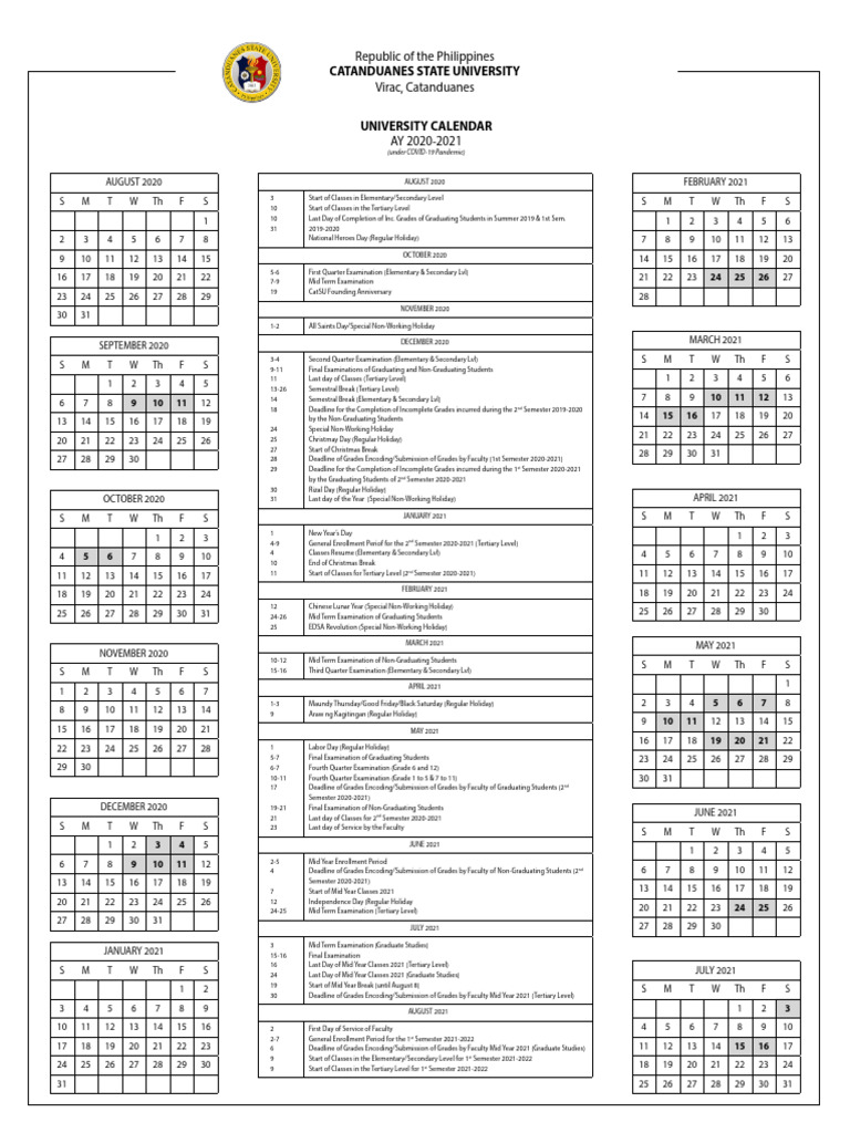 CatSU's Academic Calendar | PDF