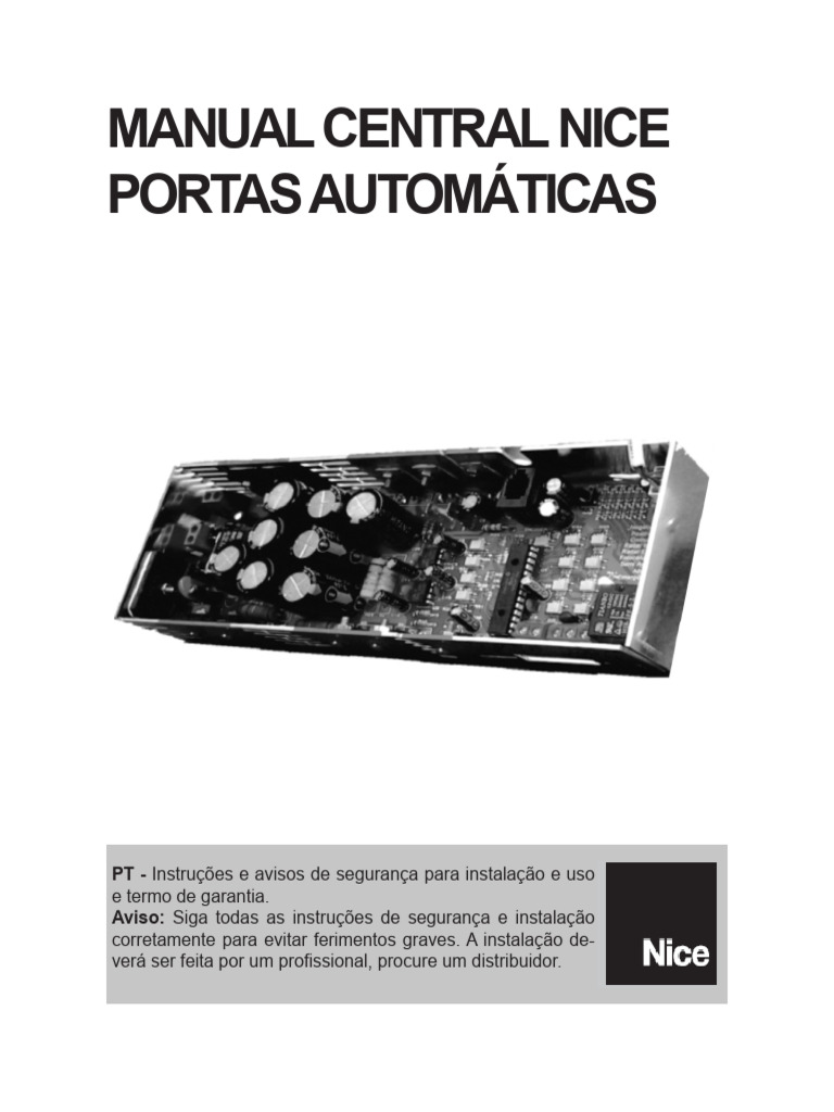Manual Central de Comando Portas Sociais Nice PS100 DS140 DS250 | PDF