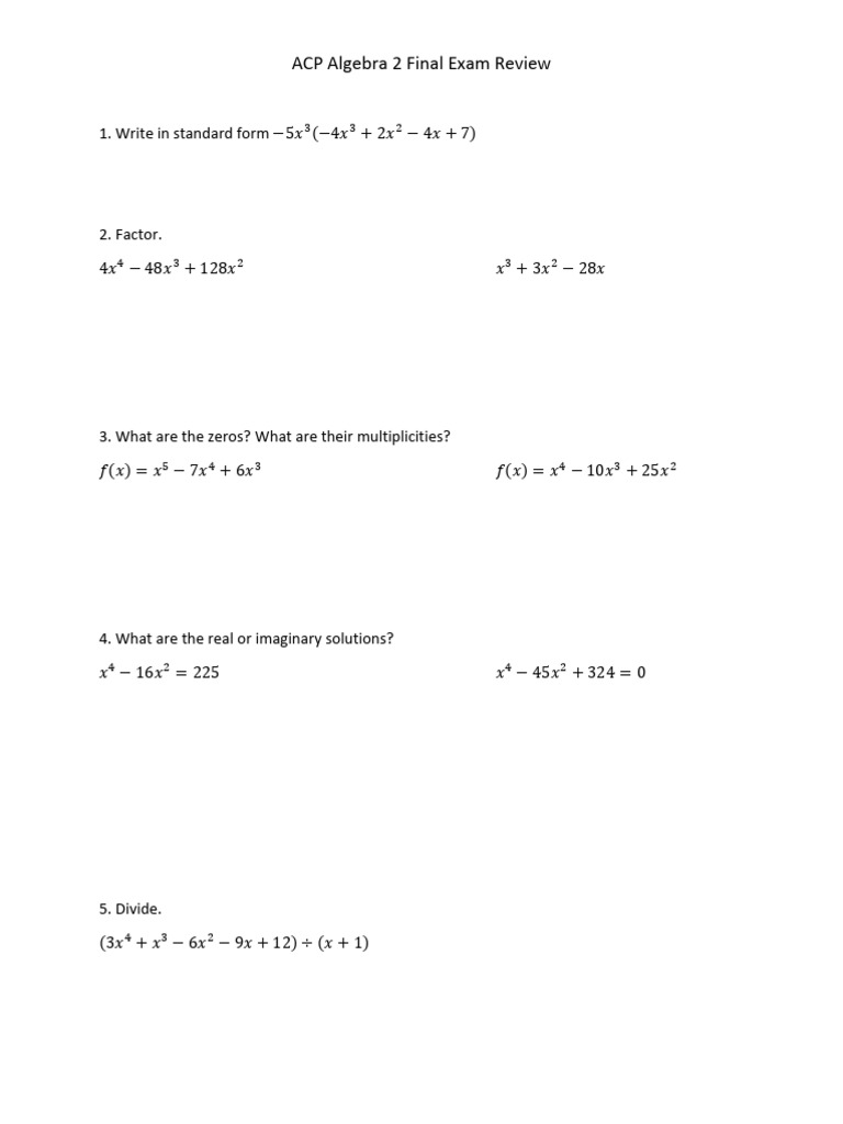 Algebra 2 Final Exam Review Guide | PDF | Logarithm | Circle