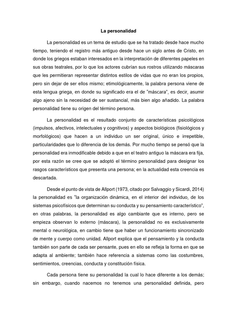 La Personalidad | PDF | Ciencia y matemáticas