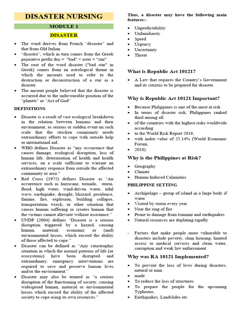 DISASTER NURSING Mod 123 | PDF | Natural Disasters | Emergency Management