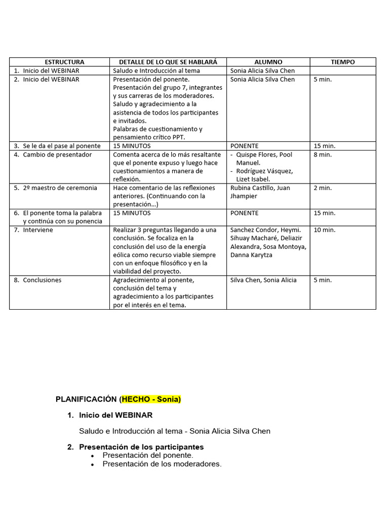 CUADRO PLANIFICACIÓN | PDF