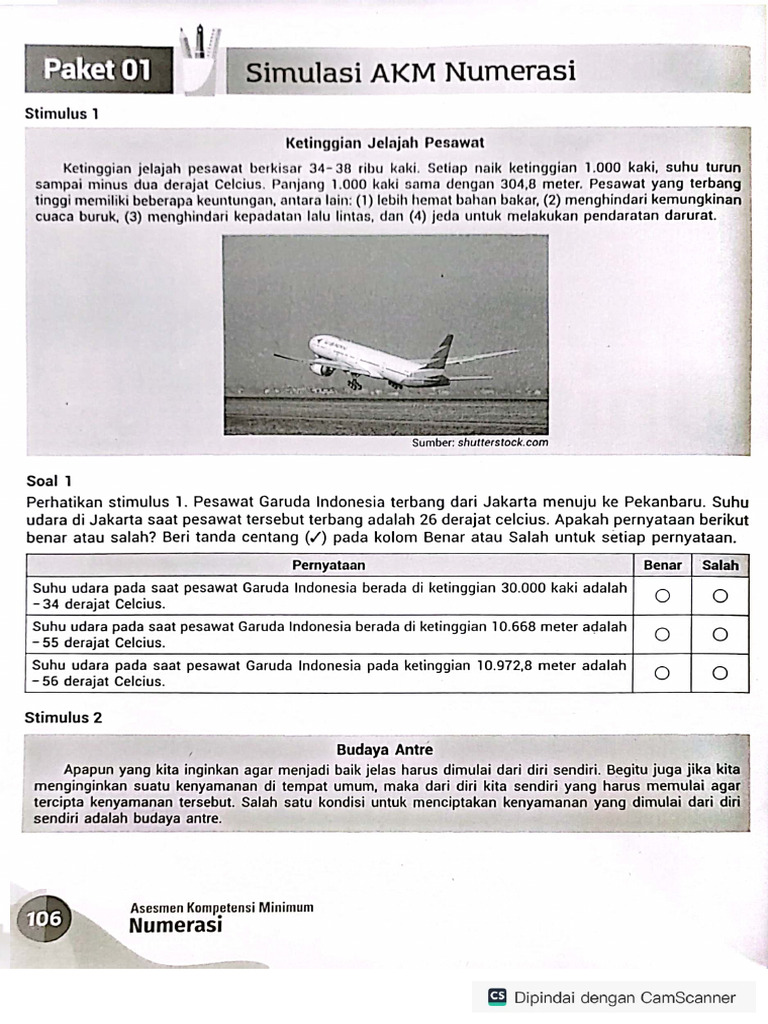 Paket 01-Simulasi AKM Numerasi | PDF