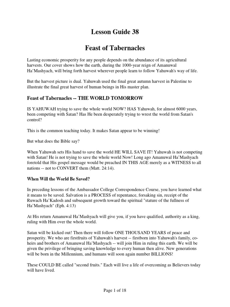 Lesson 38 - Feast of Tabernacles | PDF