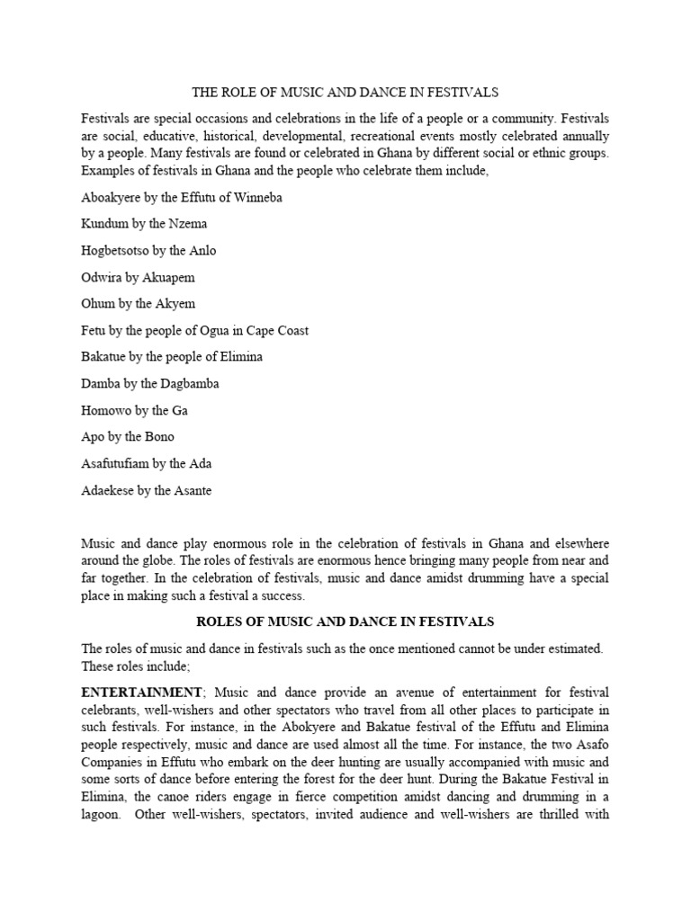 The Role of Music and Dance in Festivals | PDF | Social Science ...