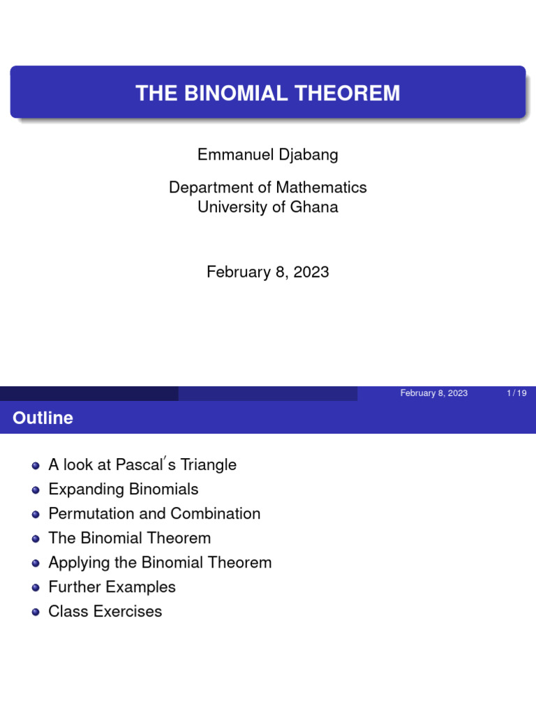 Binomial Pdf Summation Arithmetic
