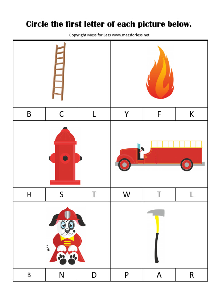 Firefighter Kindergarten Worksheets | PDF