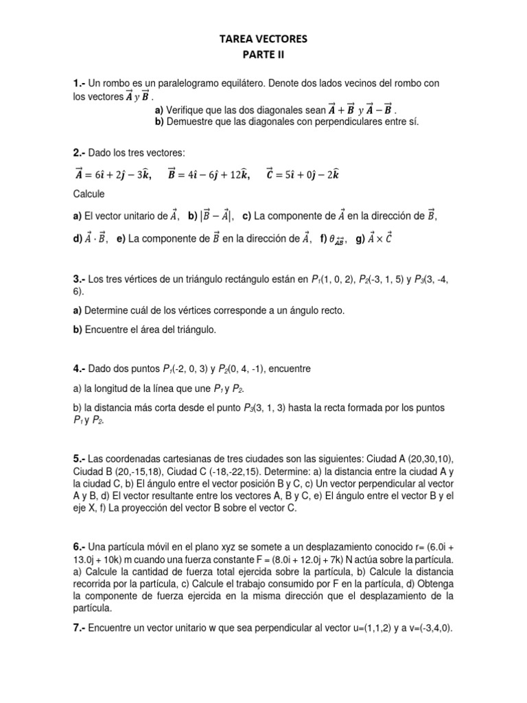 Tarea Vectores PII | PDF