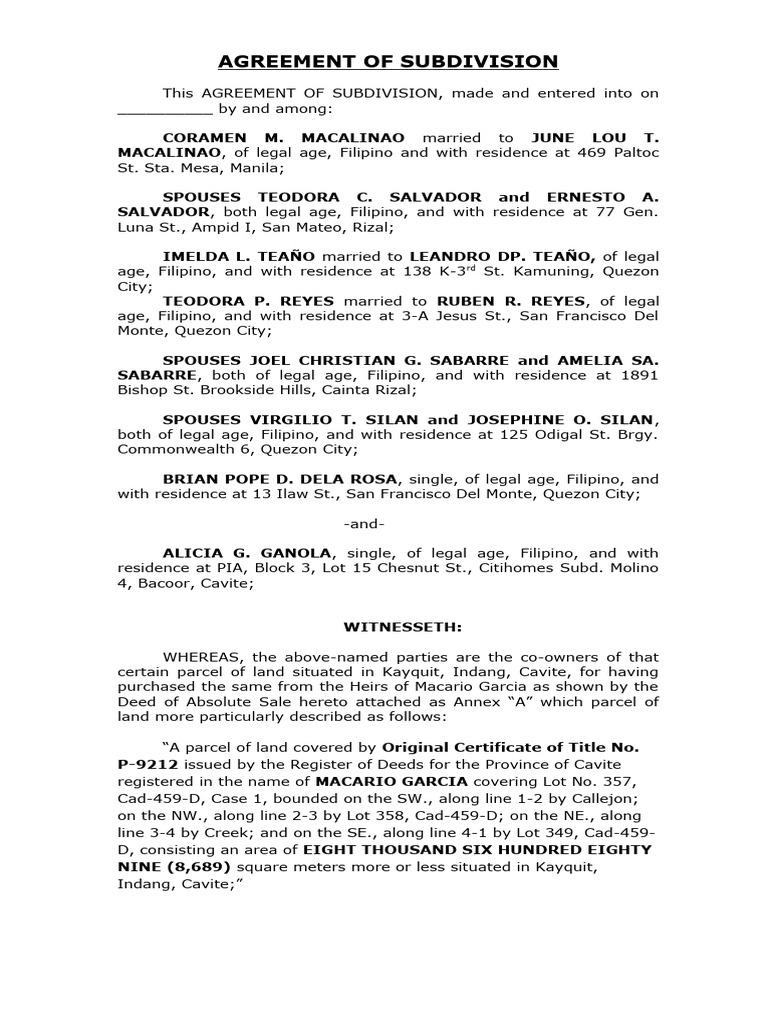 362242248 Sample Deed of Partition | PDF