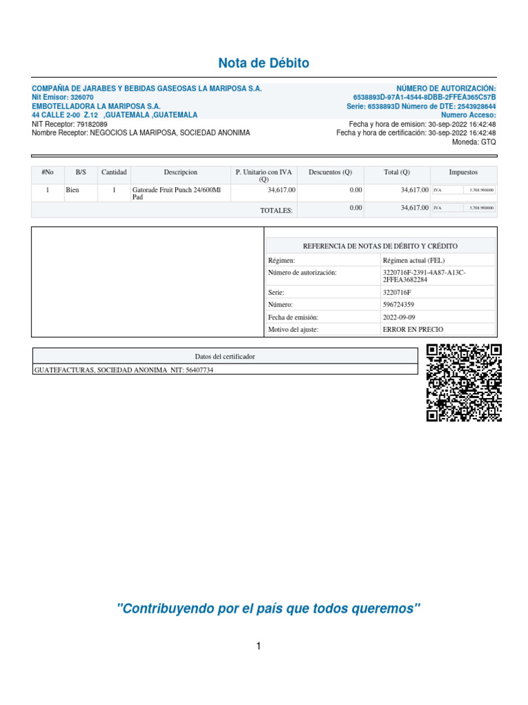 Formato de Nota de Débito | PDF