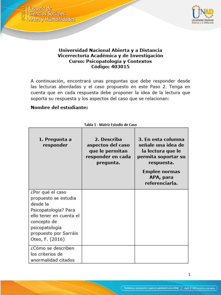 Anexo 1 - Matriz Estudio de Caso - Paso 2 | PDF