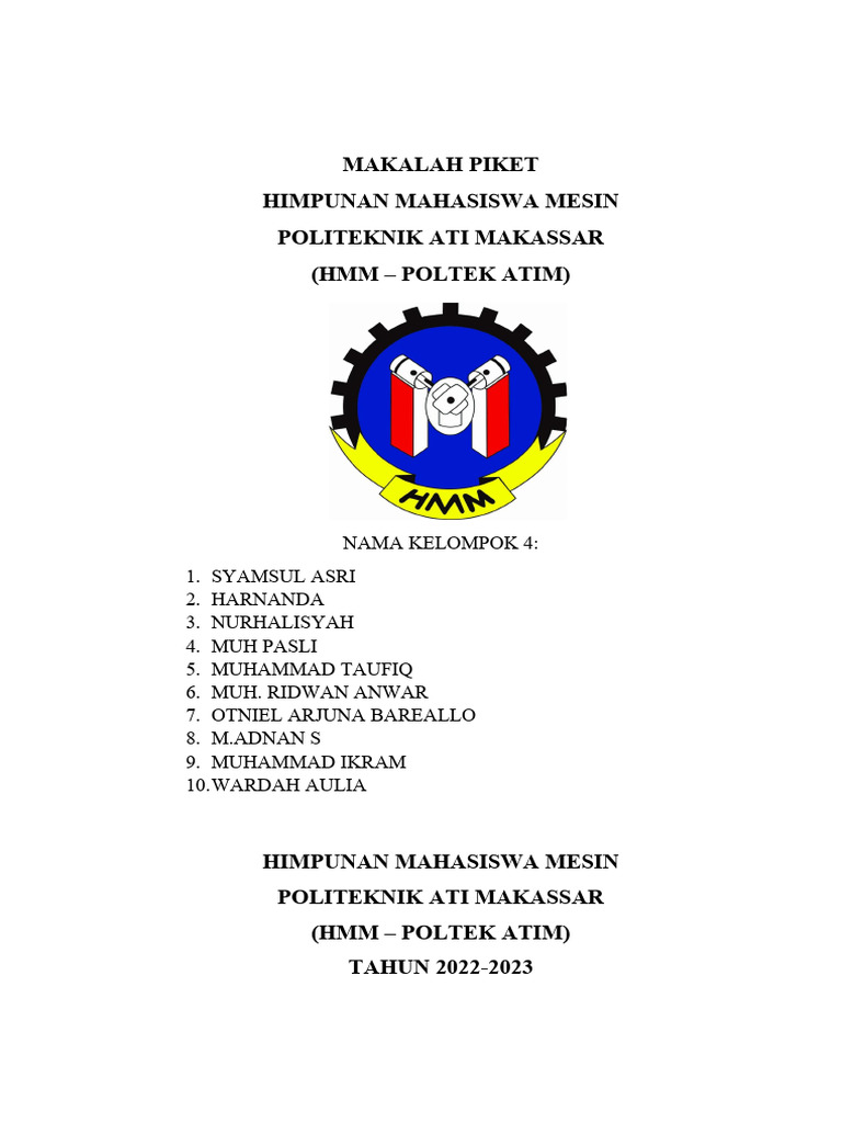 Makalah Piket HMM Poltek ATIM | PDF