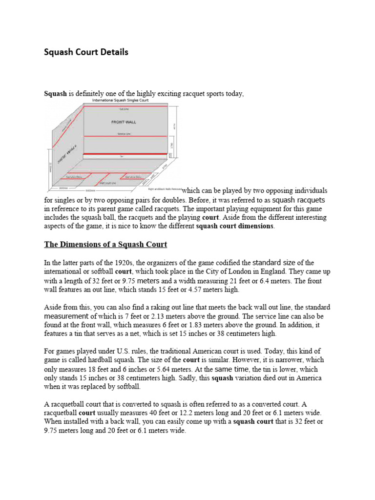 Squash Court Details | PDF