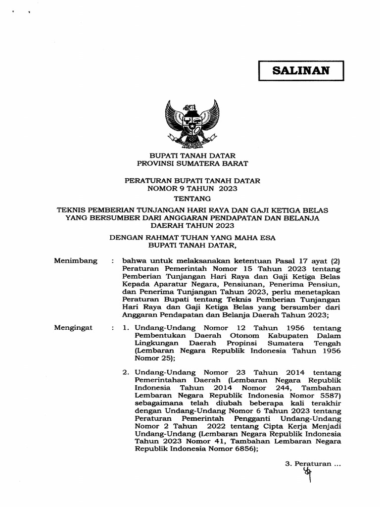 Perbup Nomor 9 Tahun 2023 | PDF