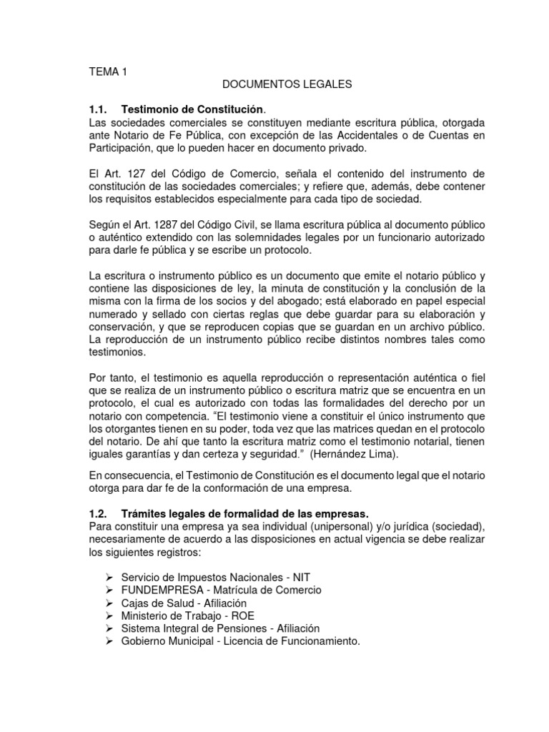 Tema 1 Documentos Legales | PDF | Hoja de balance | Economias