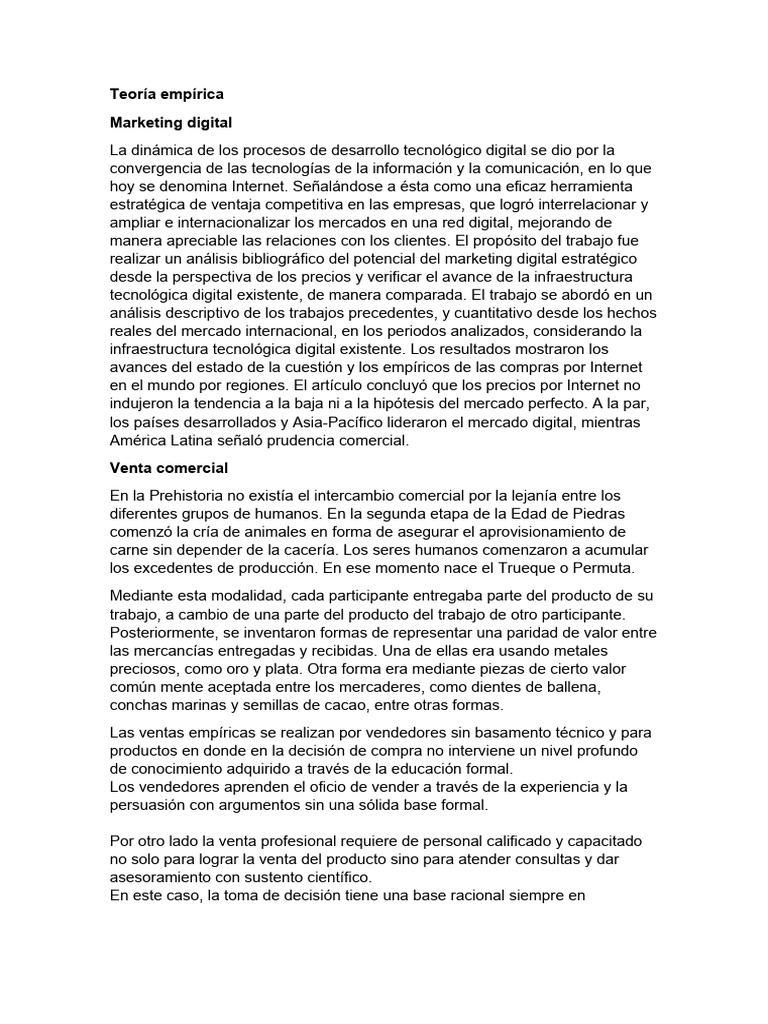 Teoría Empírica | PDF | Mercado (economía) | Empirismo