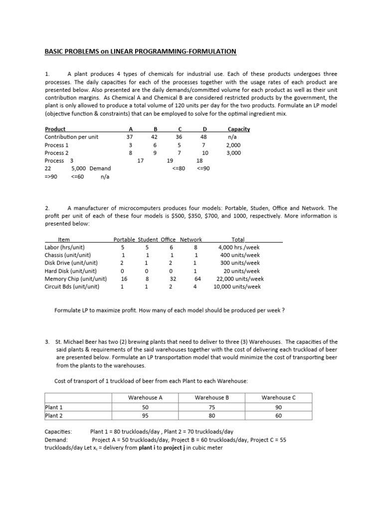 BASIC PROBLEMS On LINEAR PROGRAMMING-2 | PDF | Business