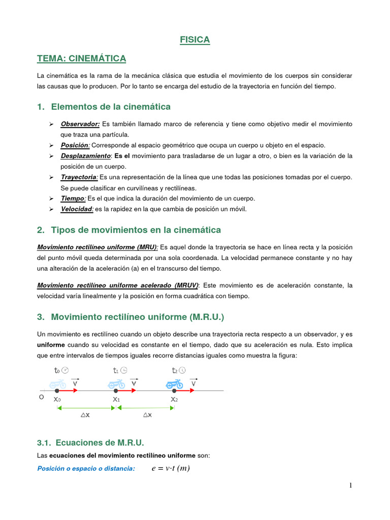 Cartilla N°2-Cinemática - MRU | PDF | Cinemática | Velocidad