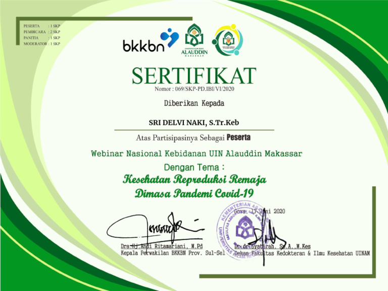 E Sertifikat SRI DELVI NAKI, S.TR - Keb | PDF