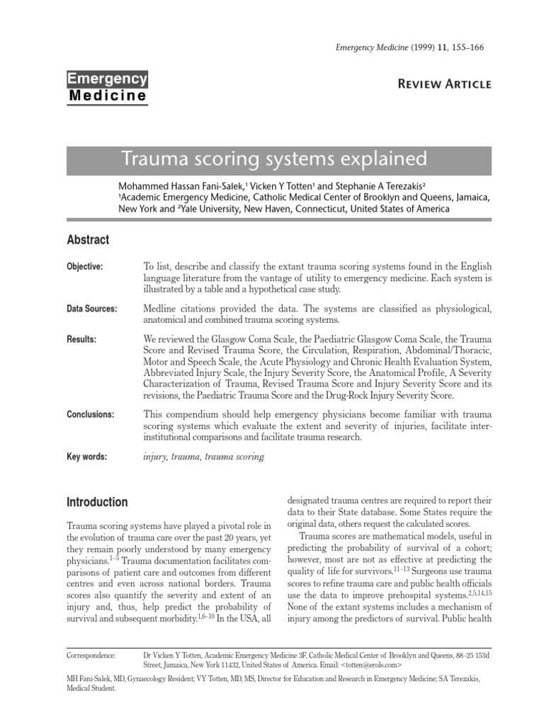 Trauma Scoring Systems Explained | PDF | Injury | Major Trauma