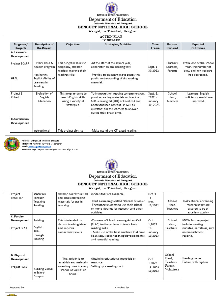 Action Plan English Reading | Download Free PDF | Reading Comprehension | Learning Methods