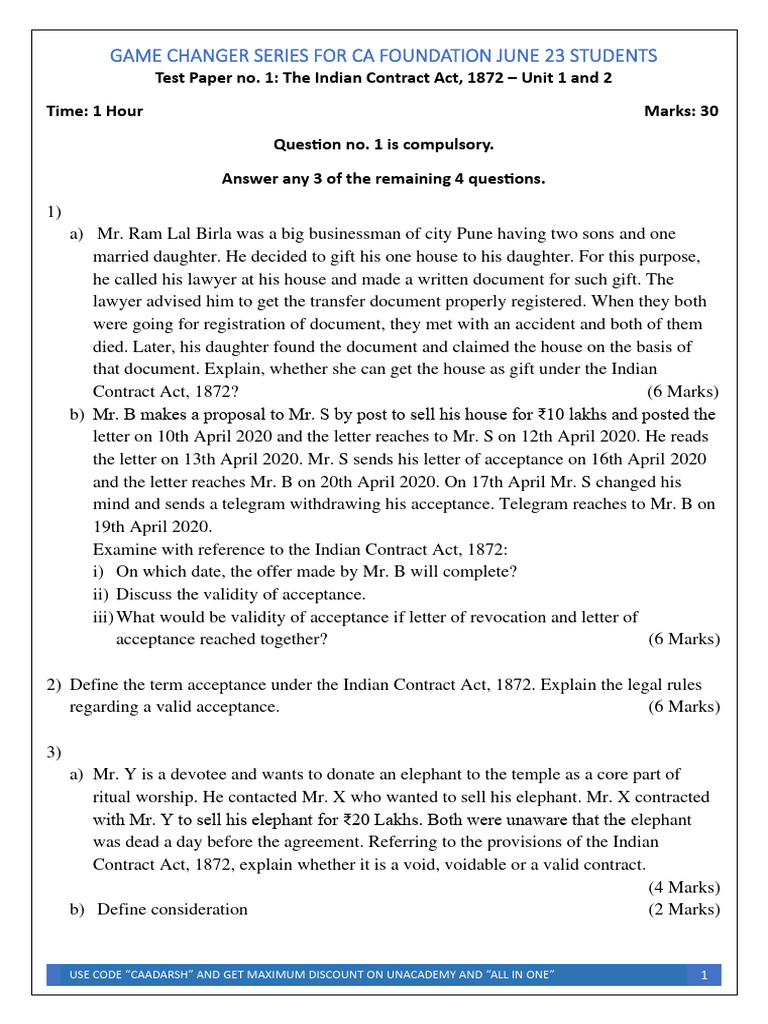 Test Paper 1 TICA Unit 1 and 2 | PDF
