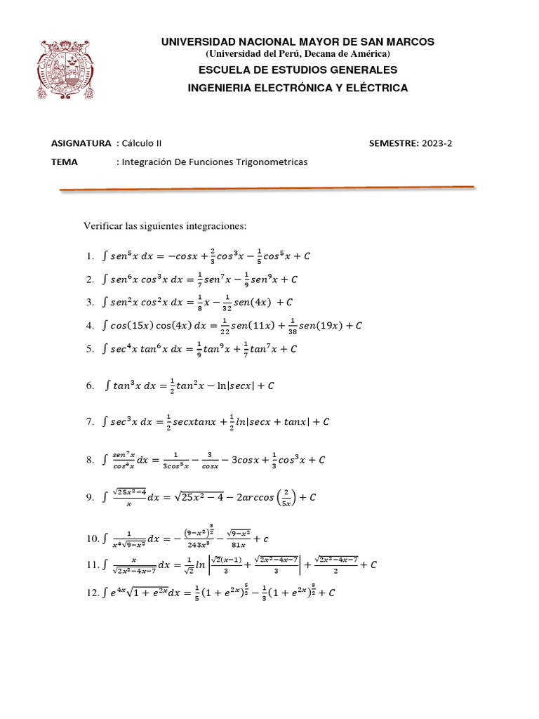 Práctica Dirigida 3 | PDF | Integral